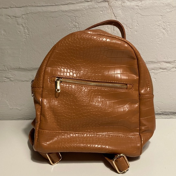 wild fable | Bags | Wild Fable Brown Alligator Print Mini Backpack ...